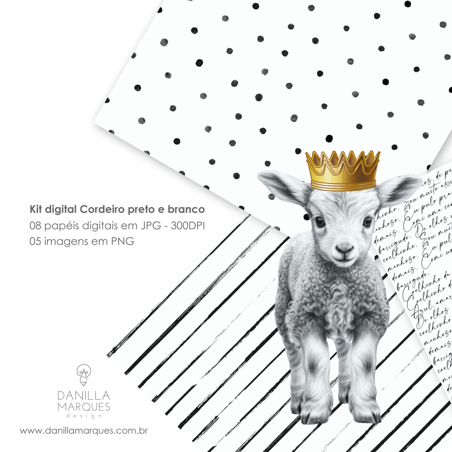 KIT DIGITAL CORDEIRO – PRETO E BRANCO